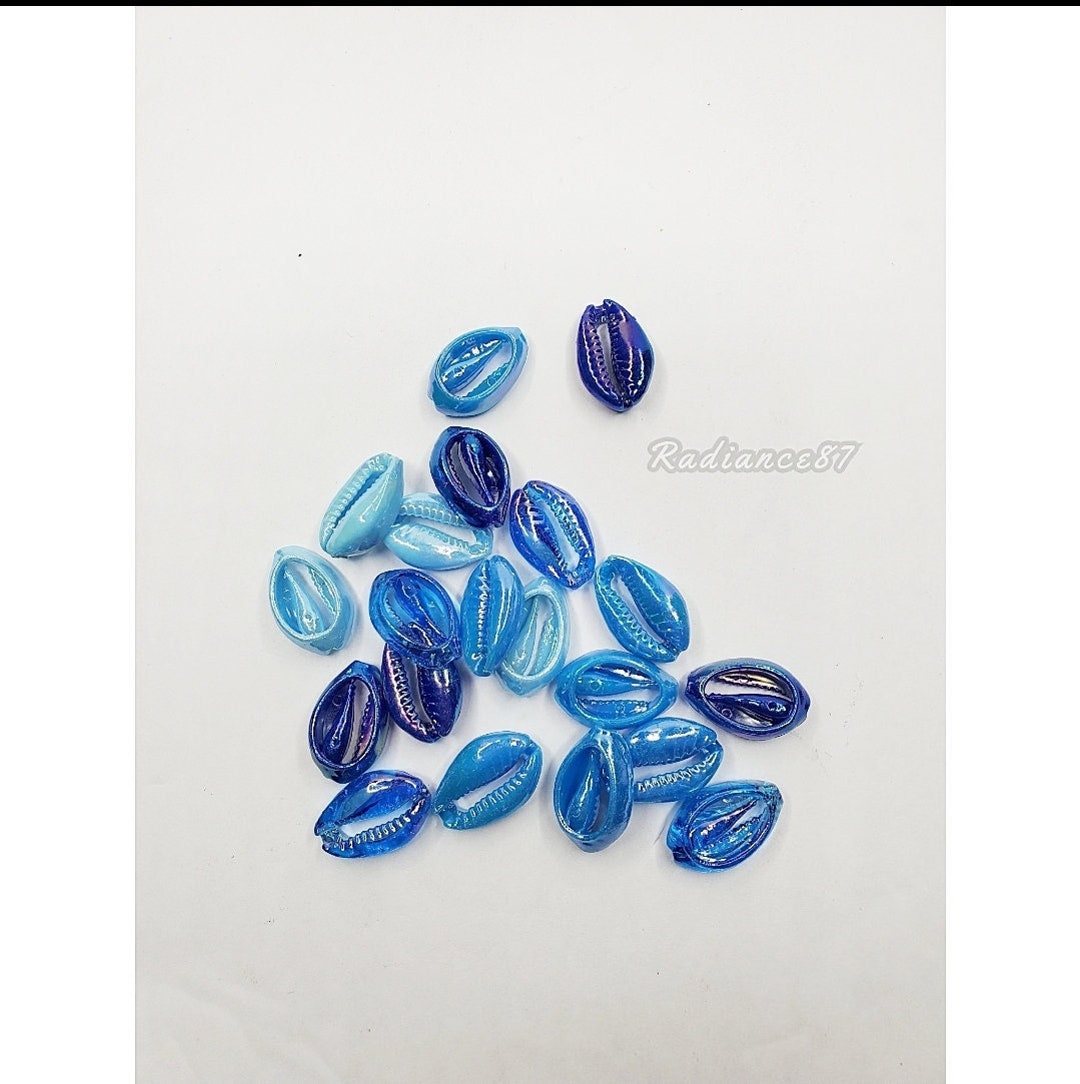 Blue Cowry Shell Enamel Charm Gold Pukka Shell Charm Shell - Etsy