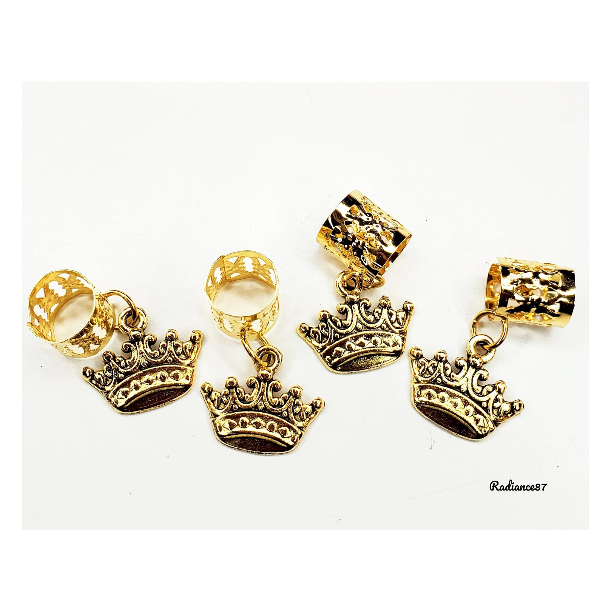 Crown Loc Jewelry Cuff Charms Set of 4, Body Jewelry Cuffs, Braid Bead ...