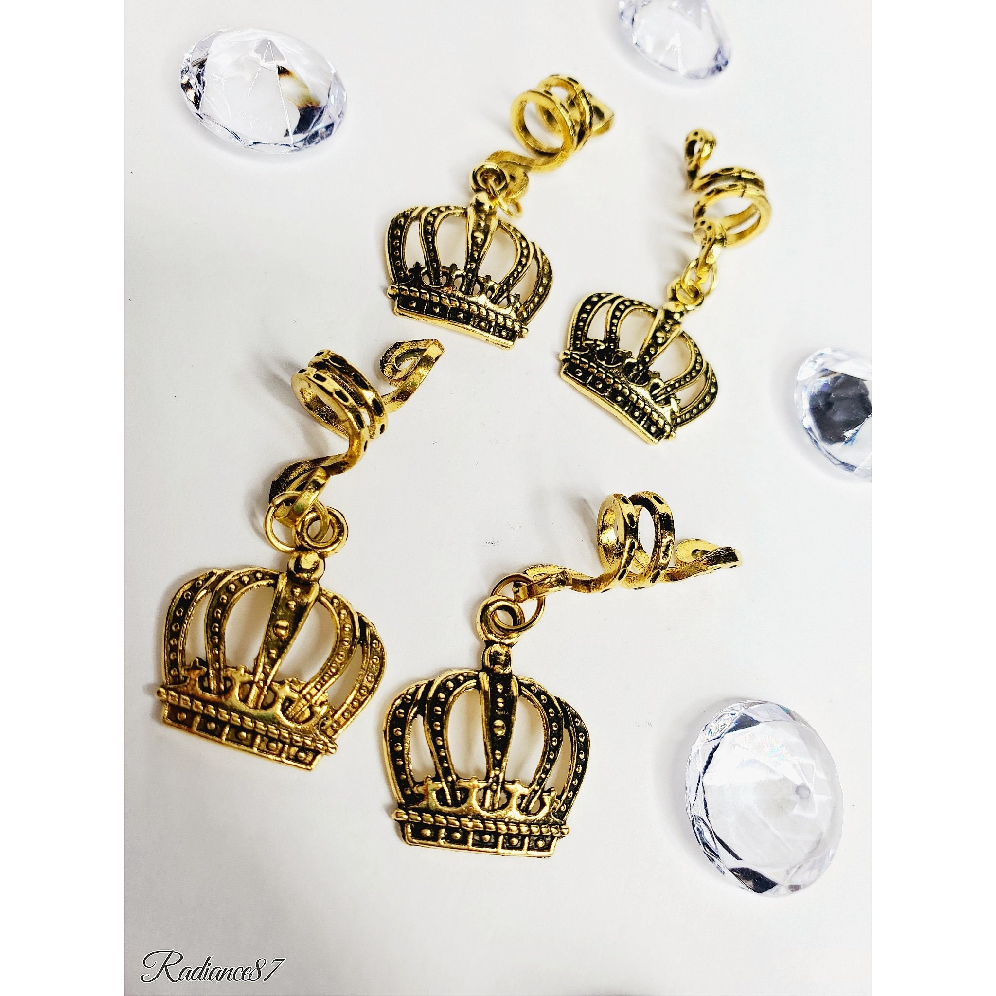 Loc Jewelry Hair Charms, Queen Loc Dangle Rings, Gold Loc Coils, Crown ...