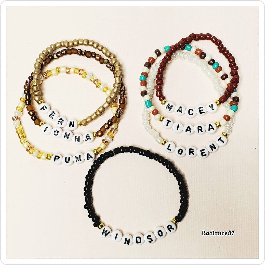 Personalized Custom Name Stretch Bracelets, Word Beaded Bracelets ...