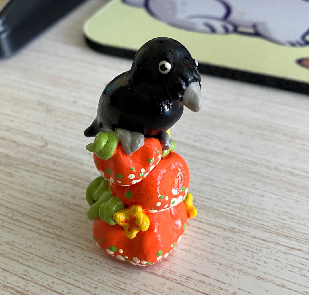 Crow Pumpkin | Handmade Polymer Clay Figurine - Etsy