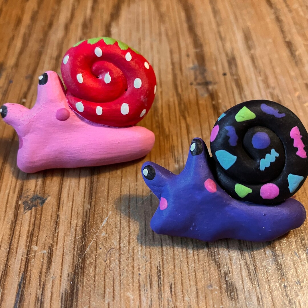 Handmade Clay Snail Pins - Etsy