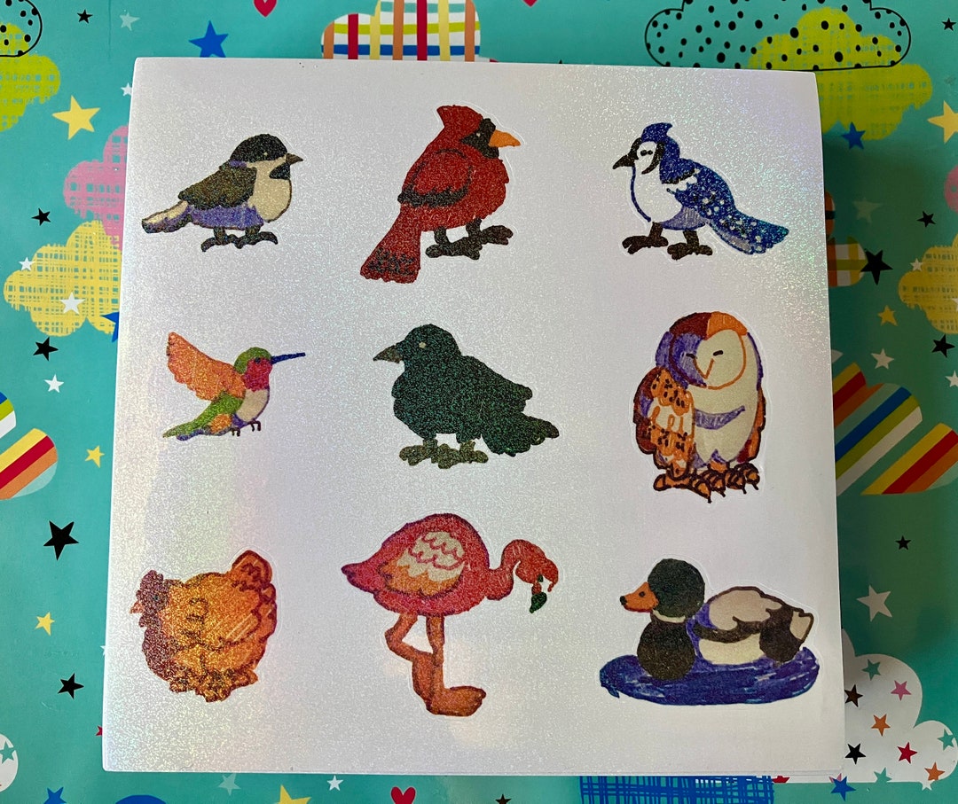 Sparkly Birds Sticker Sheet - Etsy