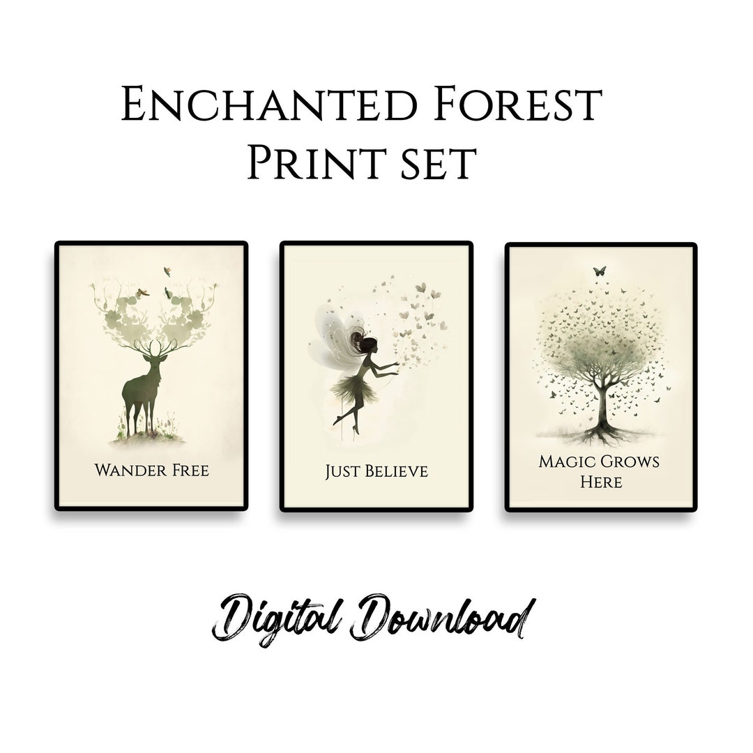 3 Piece Enchanted Forest Nursery Wall Art, Magical Forest Nursery ...