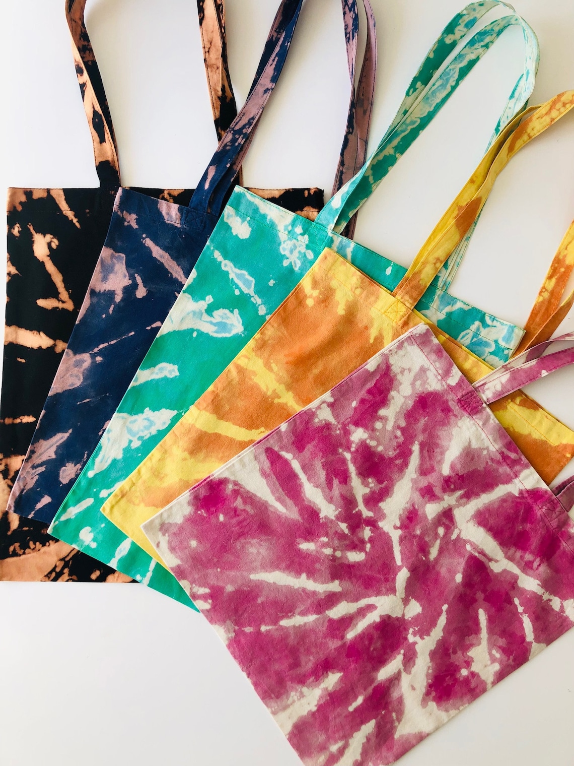 Bright Colour Tie Dye Cotton Tote Bags - Etsy