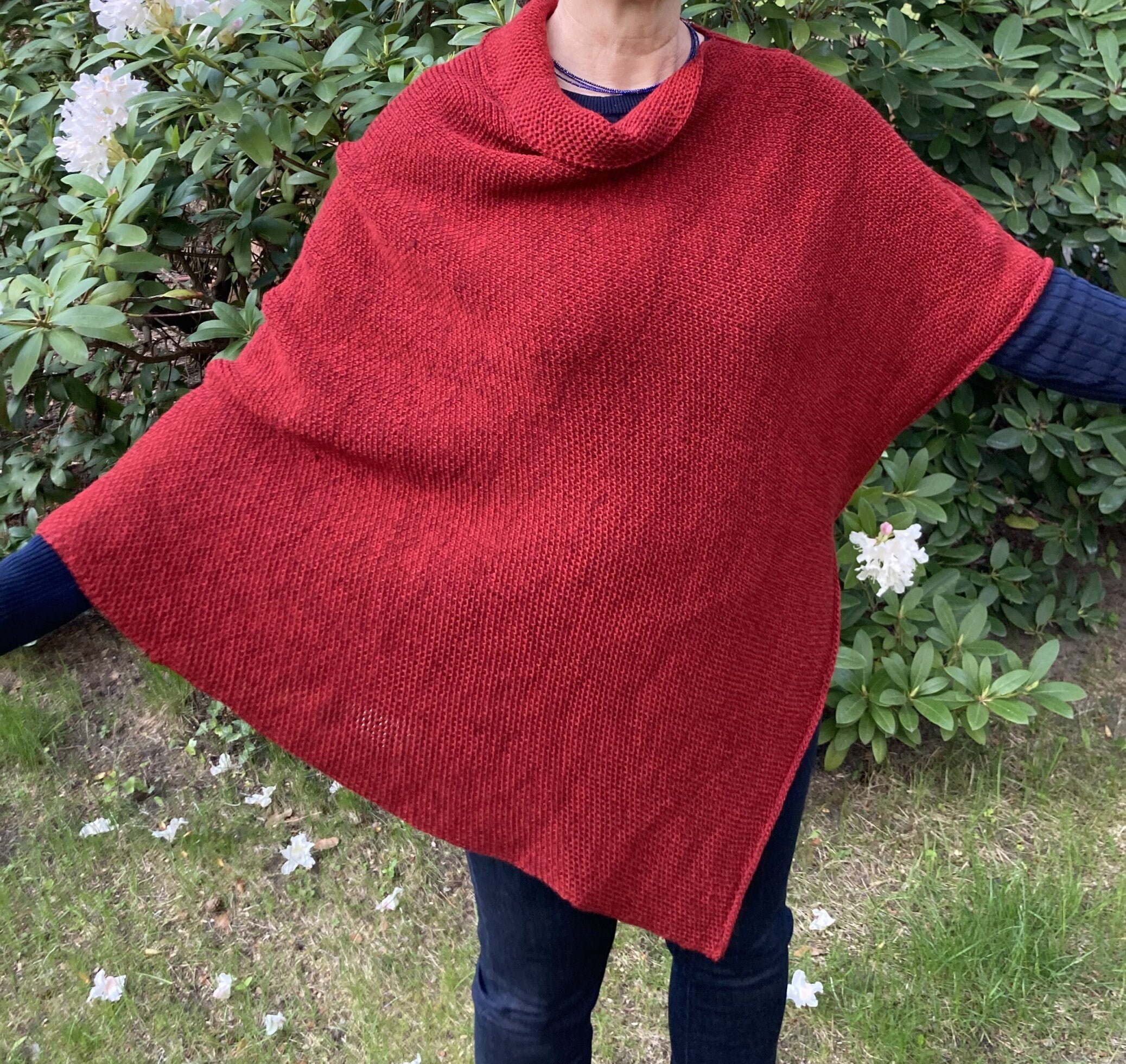 Warme poncho wol rood gemêleerd maat. S-XL - Etsy Nederland