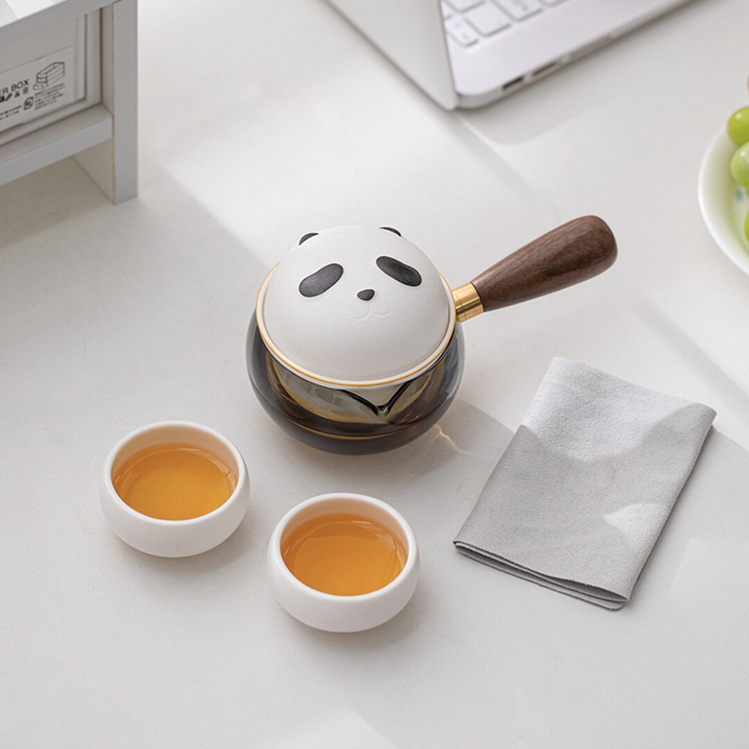 Cute Travel Kungfu Panda Tea Set for Two Portable Teapot With 2 Cups Table Decor Gift for Him ...