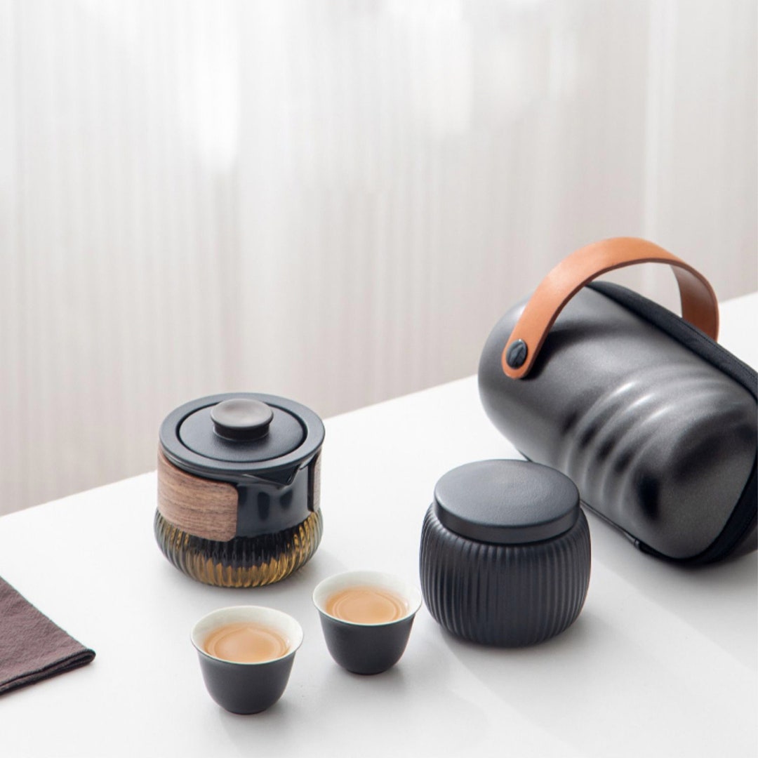 Custom Logo/name Travel Tea Set 1 Glass Teapot With Infuser 2 Cups ...