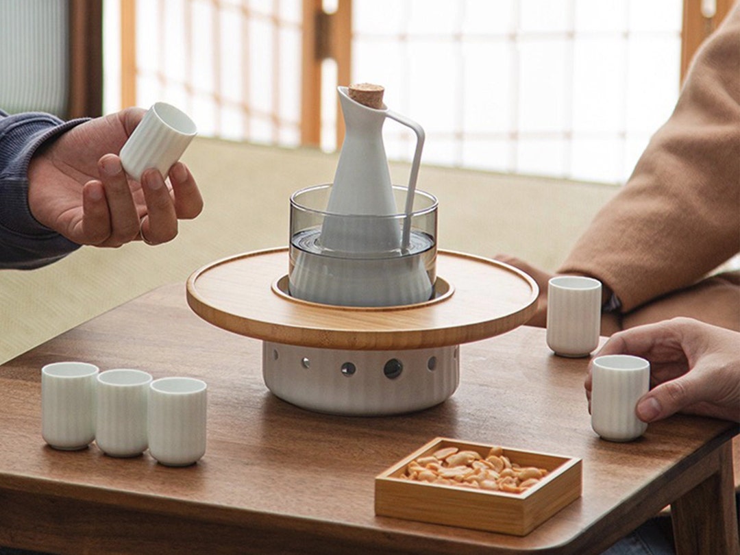 Minimal Unique Sake Set 1 Pitcher 1 Candle Stove 6 Cups 1 - Etsy