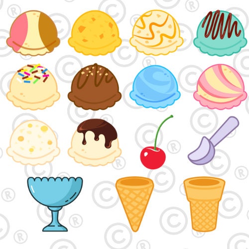 Ice Cream Builder Clipart Build Your Own Ice Cream, Clipart Set, DIY ...