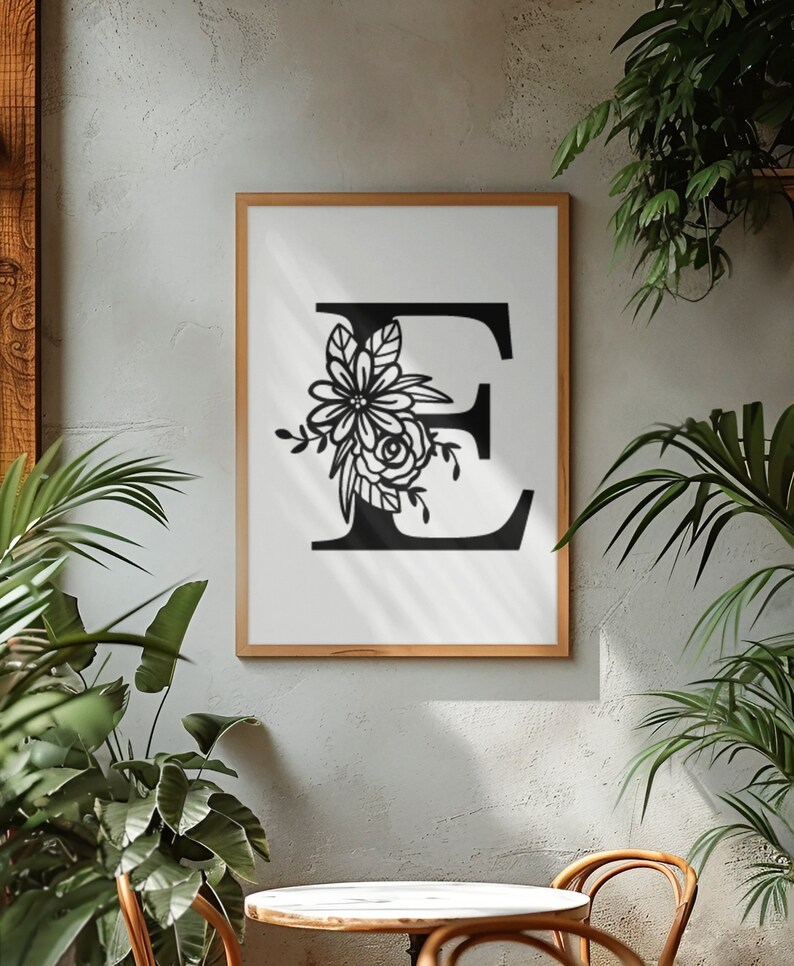 Rose Floral Alphabet and Numbers SVG, Flower Monogram Frame Alphabet ...