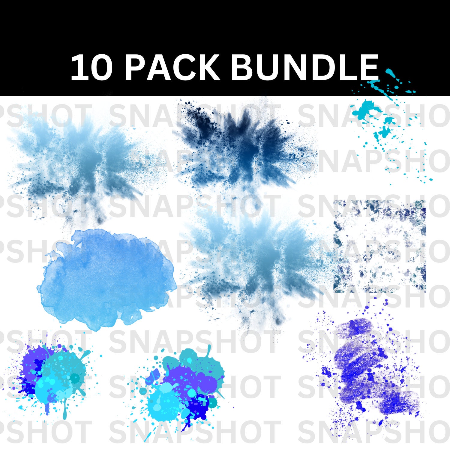 Blue Watercolor Splashes Splotches Clipart, Blue Ink, Paint Drip, Hand ...