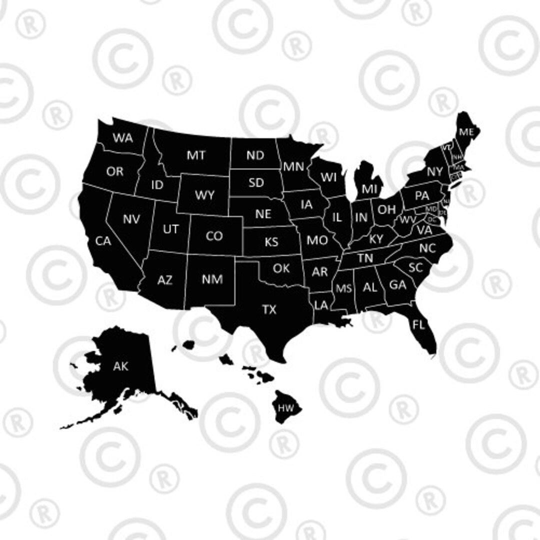 USA MAP SVG Files, States Svg Files for Cricut, All States Svg File ...