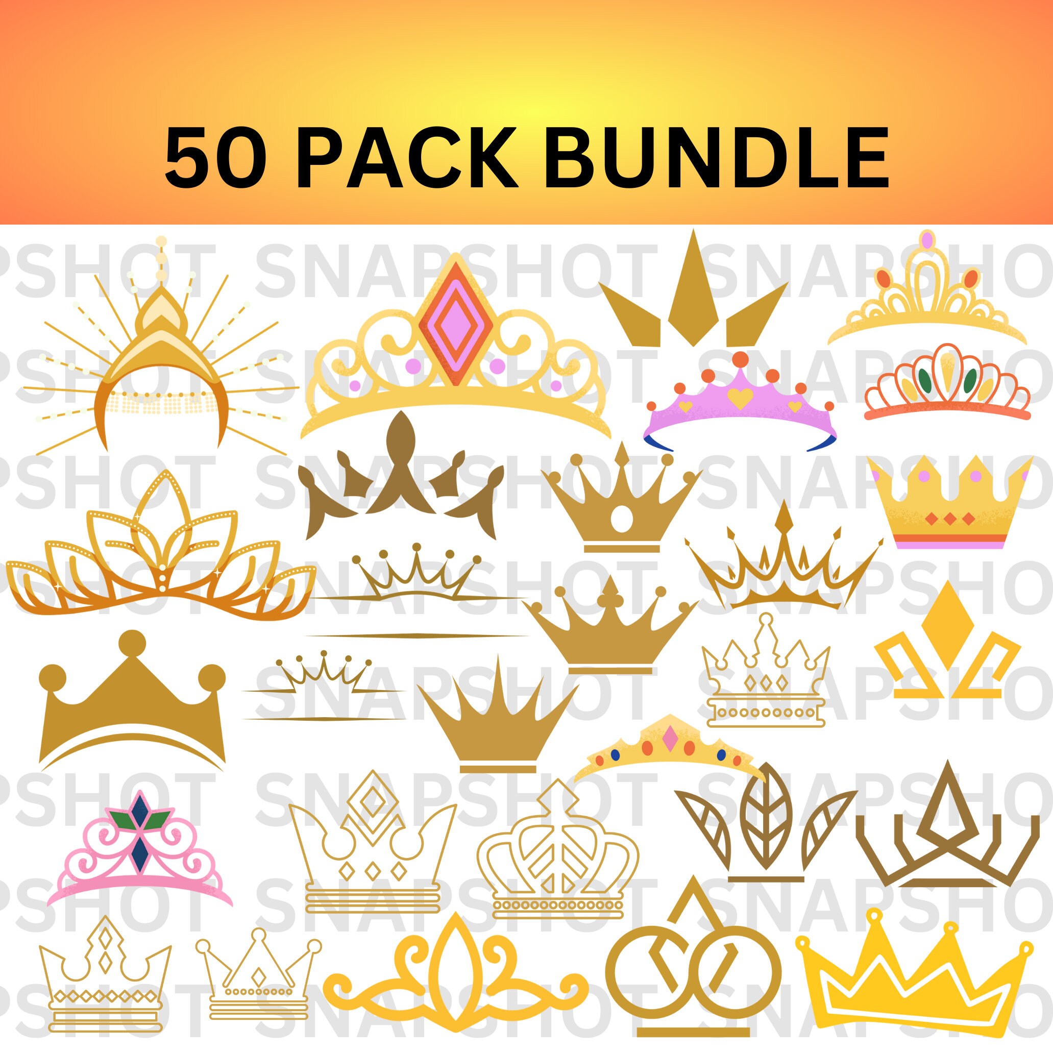 50 Designs Crown Svg Bundle, SVG File, SVG for Cricut, Svg for ...