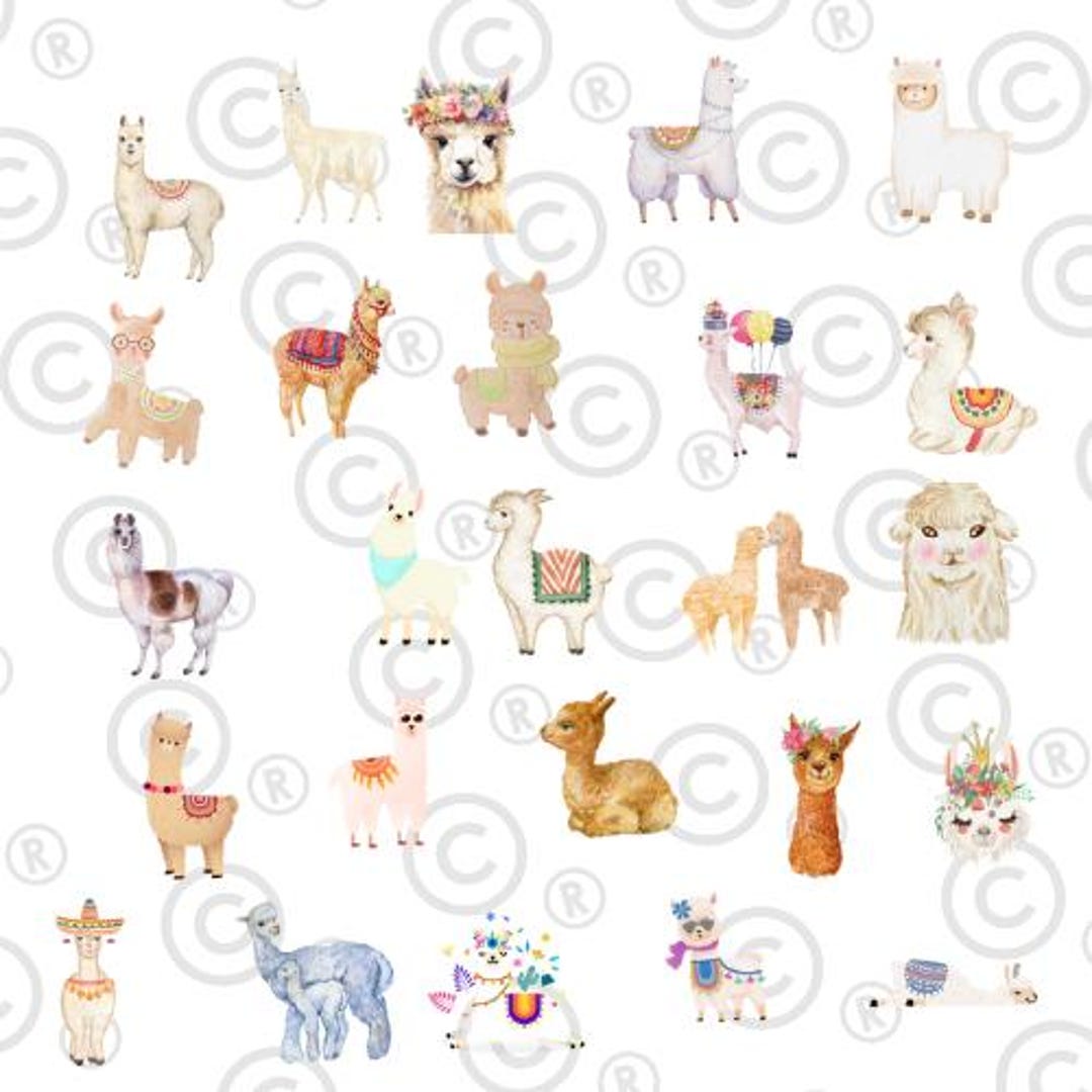 Watercolor Llamas Clipart Llama Download Instant Download Llamas ...