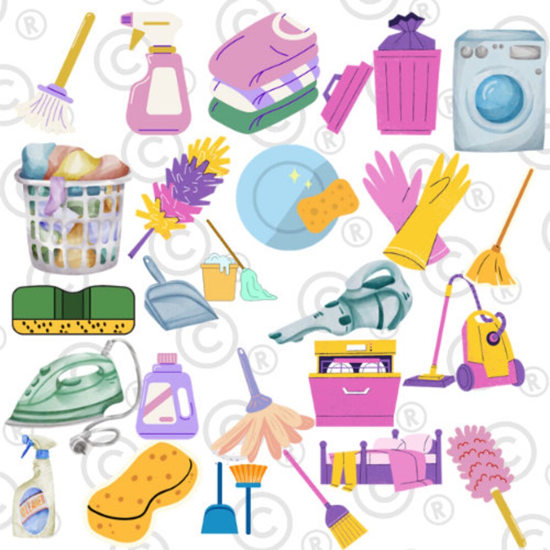 Kids Chores Icons Set Daily Tasks, Organizer Clipart, Chore Chart ...