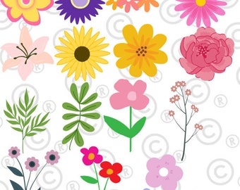 Flowers Clipart Set, Colorful Floral, Sublimation,flowers PNG, Flowers ...