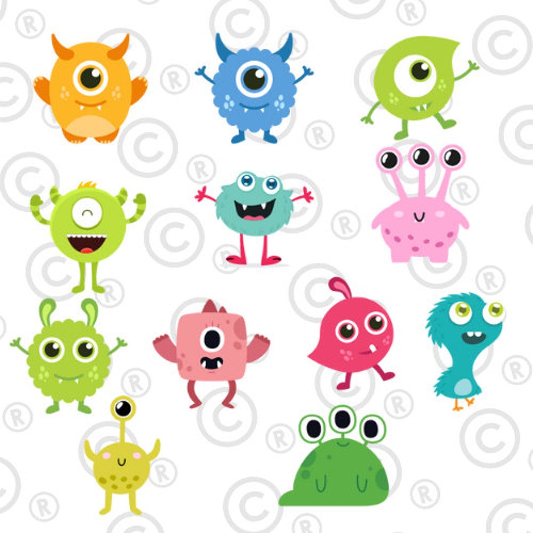 Monsters Clipart Set Clip Art Set of Cute Monsters, Monsters ...