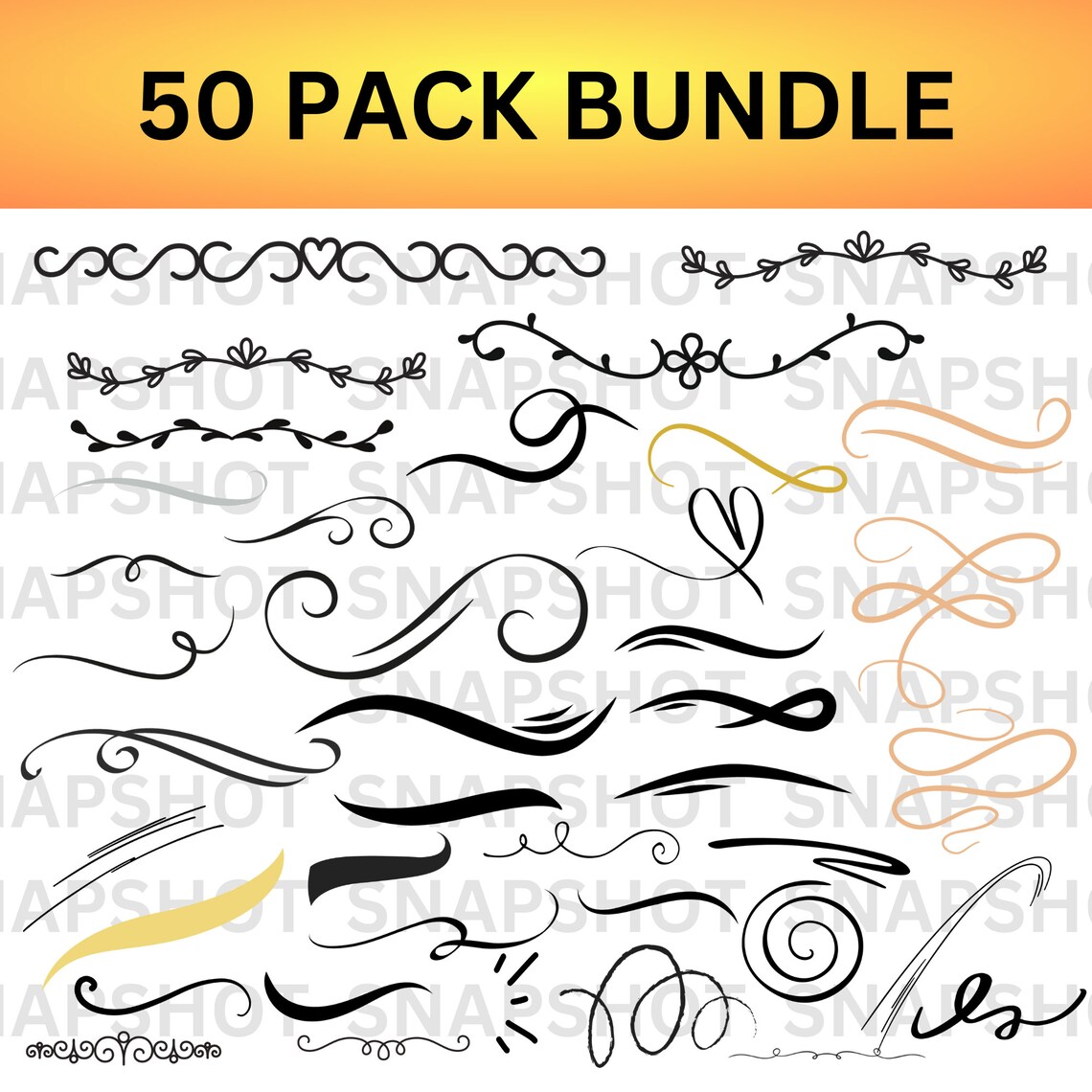 50 Swirls Svg, Frame Svg, Wedding Svg, Invitation Svg, Silhouette ...