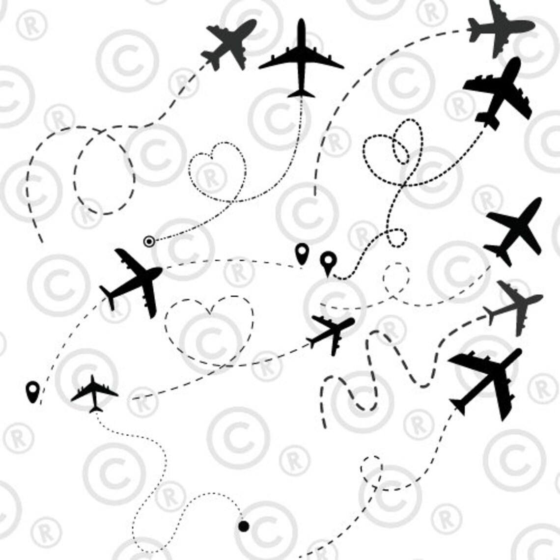 AIRPLANE ROUTE SVG, Plane Route Svg Cut Files for Cricut, Plane Route ...