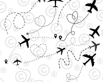 AIRPLANE ROUTE SVG, Plane Route Svg Cut Files for Cricut, Plane Route ...