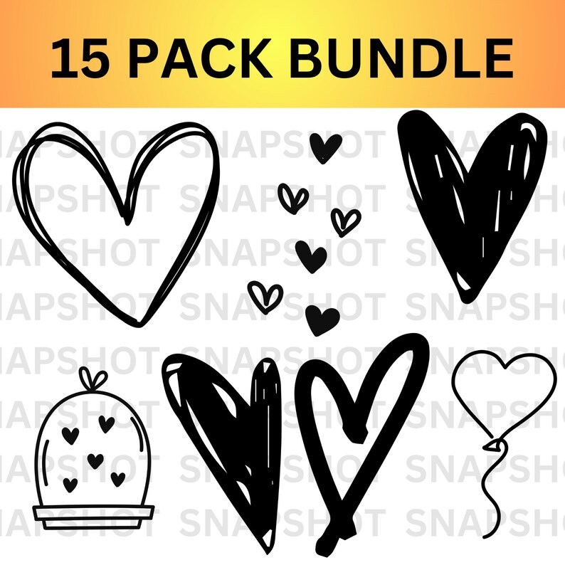 Doodle Heart SVG Bundle Heart SVG Bundle Sketch Hand-drawn - Etsy