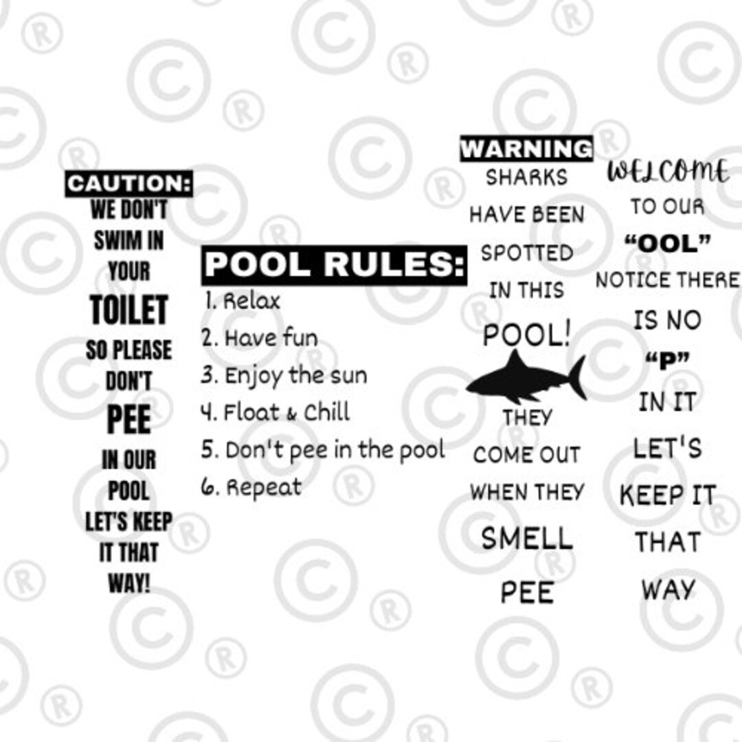 Funny Pool Signs SVG Bundle, Pool Signs SVG, Swimming Pool Rules SVG ...