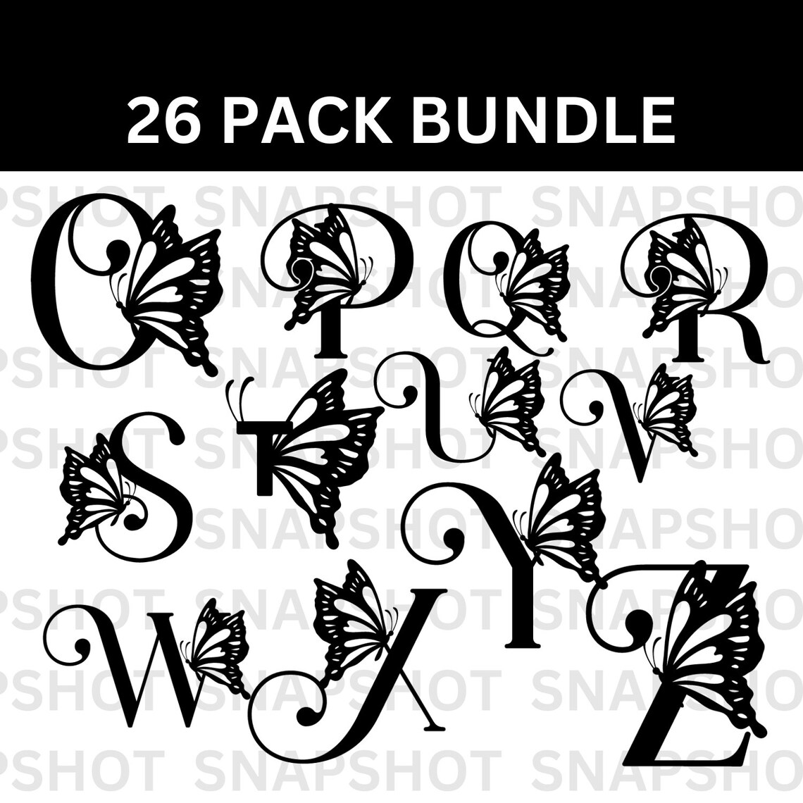 Butterfly Monogram Alphabet SVG, PNG, Monogram Frame Alphabet, Cut File ...
