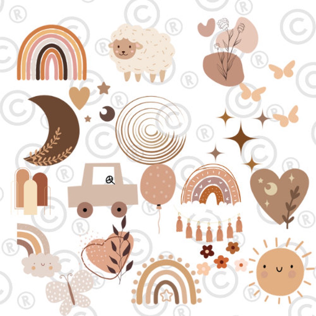 Boho SVG Bundle, Boho Clipart SVG Bundle, Modern Design SVG, Hand Drawn ...