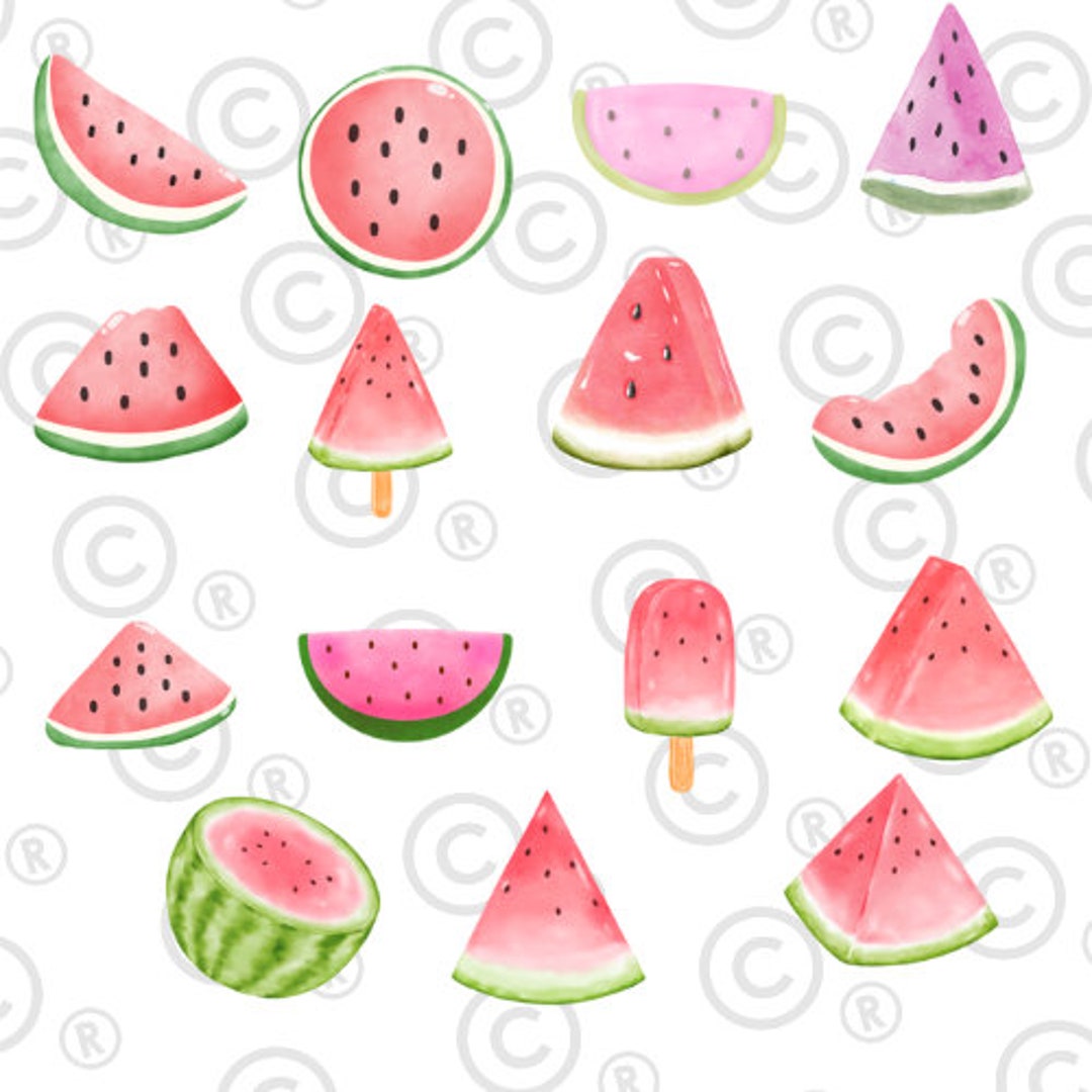 Watercolor Pink Watermelon Clipart Watermelon Picnic Download Instant ...