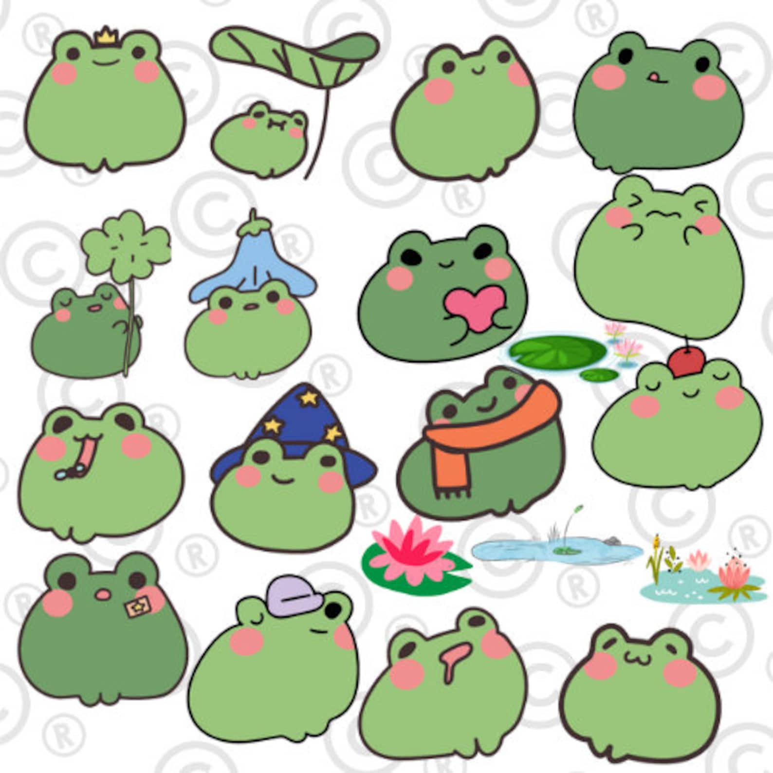 Frogs Clipart Set Clip Art Set of Frogs, Lilypads, Frog, Dragonflies ...