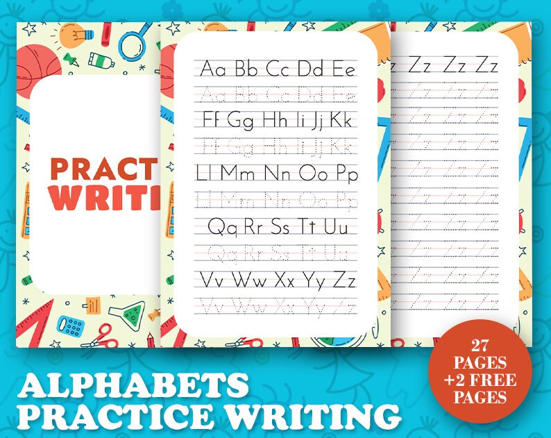 Preschool Kindergarten Alphabet Writing Downloadable and Printable, Kid ...