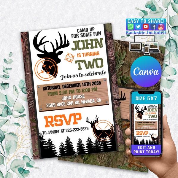 Hunting Birthday Invitation - Etsy