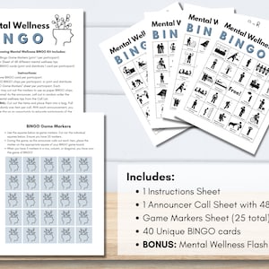 Mental Health BINGO Game Kit, Mental Wellness Strategies, Activity ...