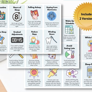 Sleep Hygiene Flash Cards, Sleep Wellness Tips Worksheets, Insomnia ...