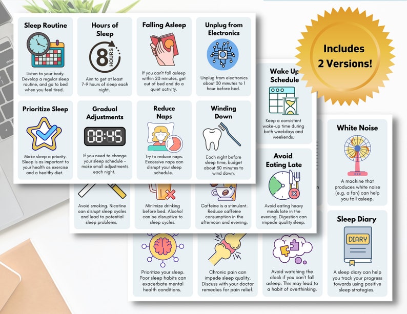 Sleep Hygiene Flash Cards Sleep Wellness Tips Worksheets - Etsy