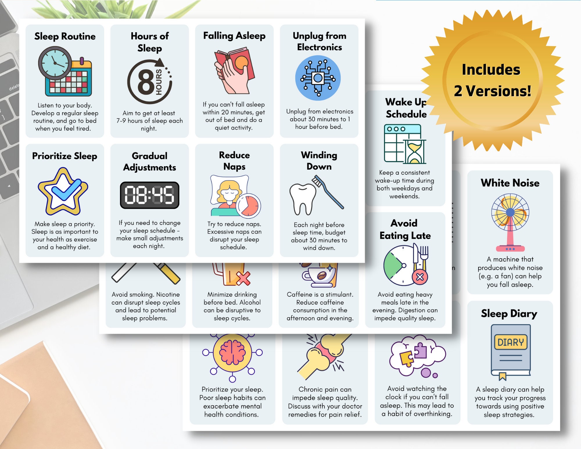 Sleep Hygiene Flash Cards, Sleep Wellness Tips Worksheets, Insomnia ...