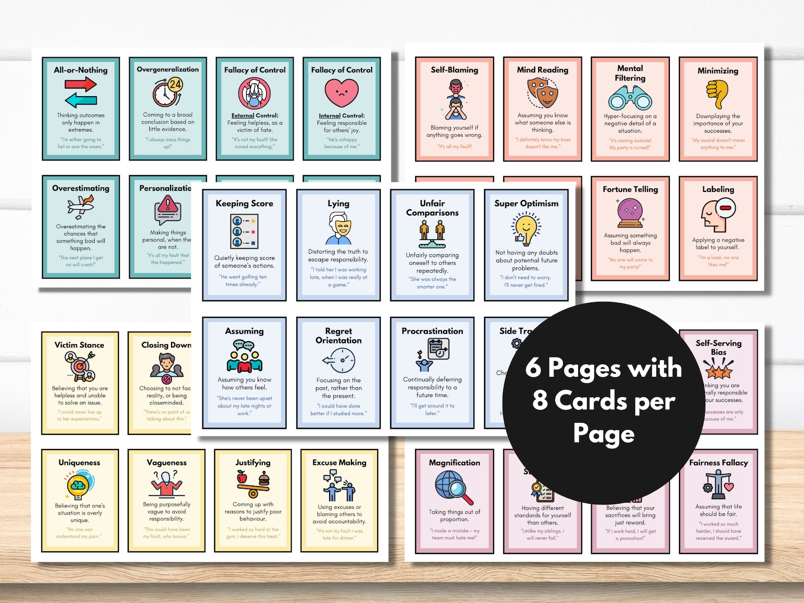 48 Cognitive Distortions Flashcards, Cognitive Behavioral Therapy ...