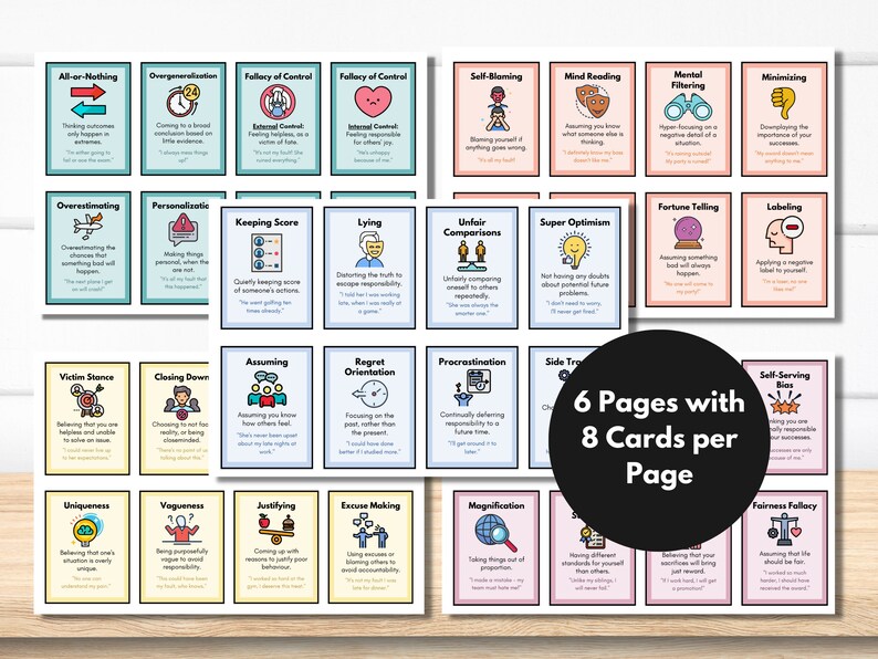 48 Cognitive Distortions Flashcards, Cognitive Behavioral Therapy ...