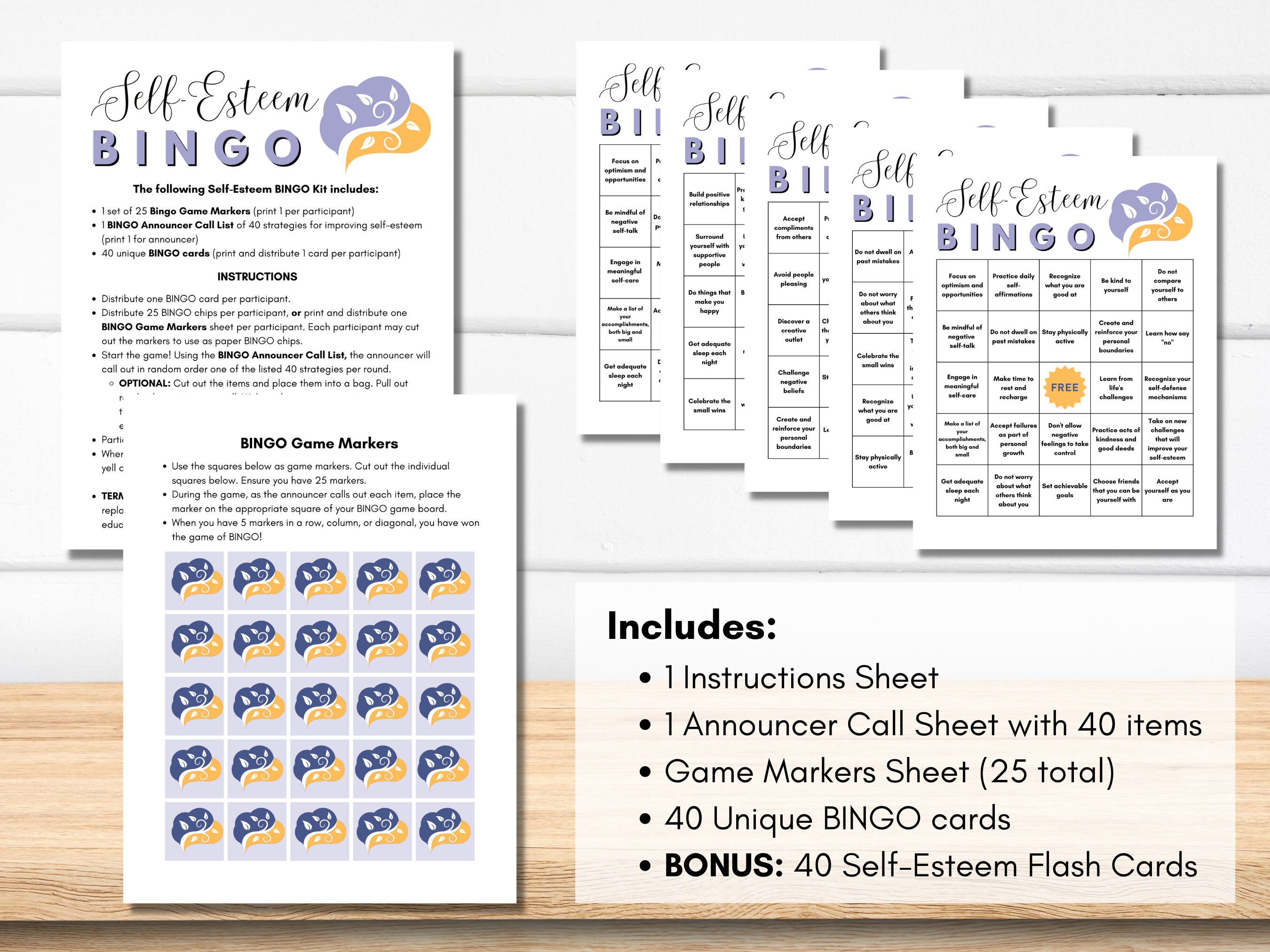 Self-esteem BINGO Game Kit Mental Health Game Counselor - Etsy