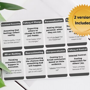 48 Cognitive Distortions Flash Cards, Thinking Errors Worksheets ...