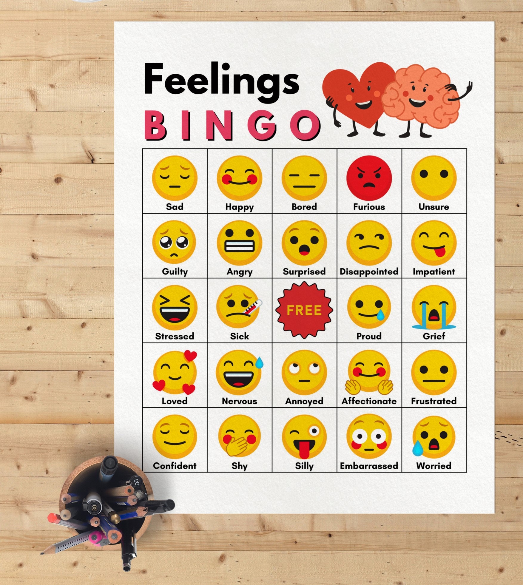 Feelings BINGO Game Kit, Children Social Emotional Learning Activity ...