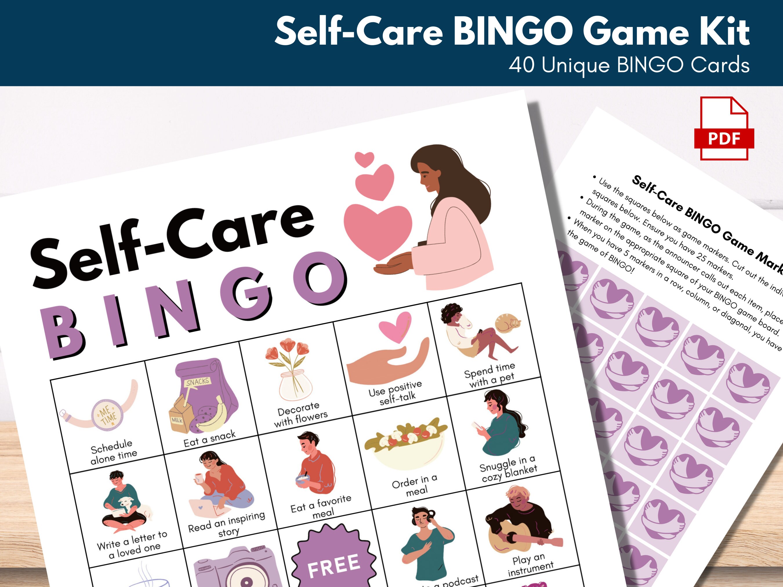 Self-care BINGO Game Kit Mental Health Awareness Group - Etsy