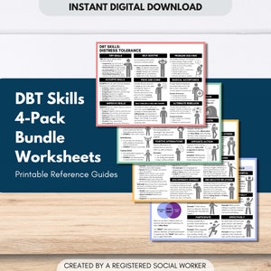DBT Skills Cheat Sheets, DBT Worksheets Bundle Set, Therapy Coping ...