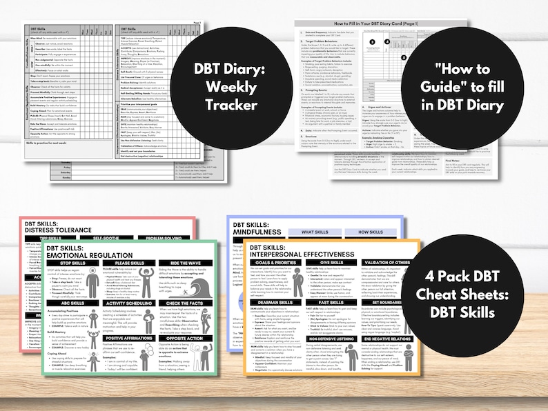 DBT Bundle, DBT Diary Card, DBT Therapy Skills, Dialectic Behavioral ...