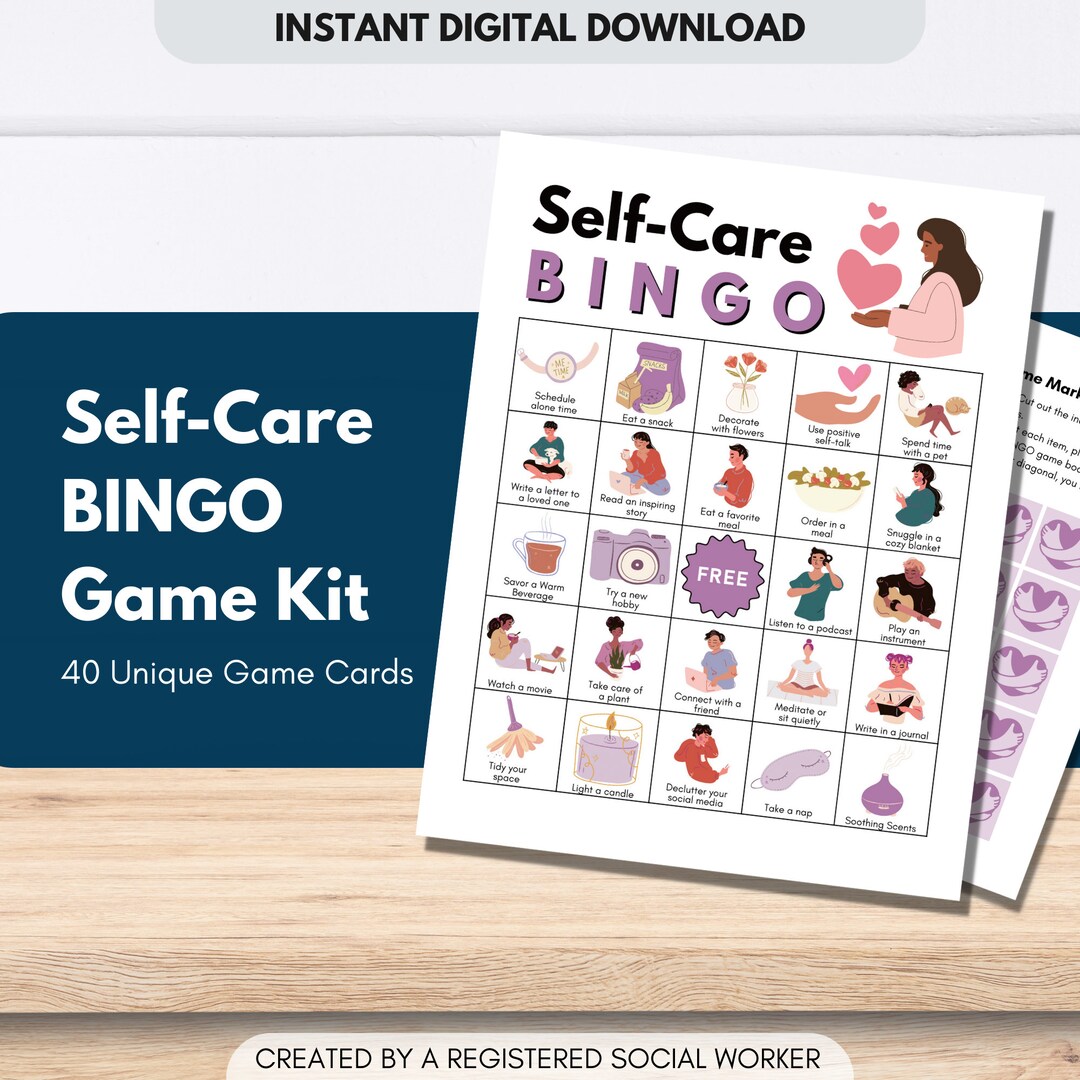 Self-care BINGO Game Kit, Mental Health Awareness, Group Social ...