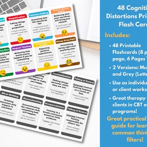 48 Cognitive Distortions Flash Cards, Thinking Errors Worksheets ...