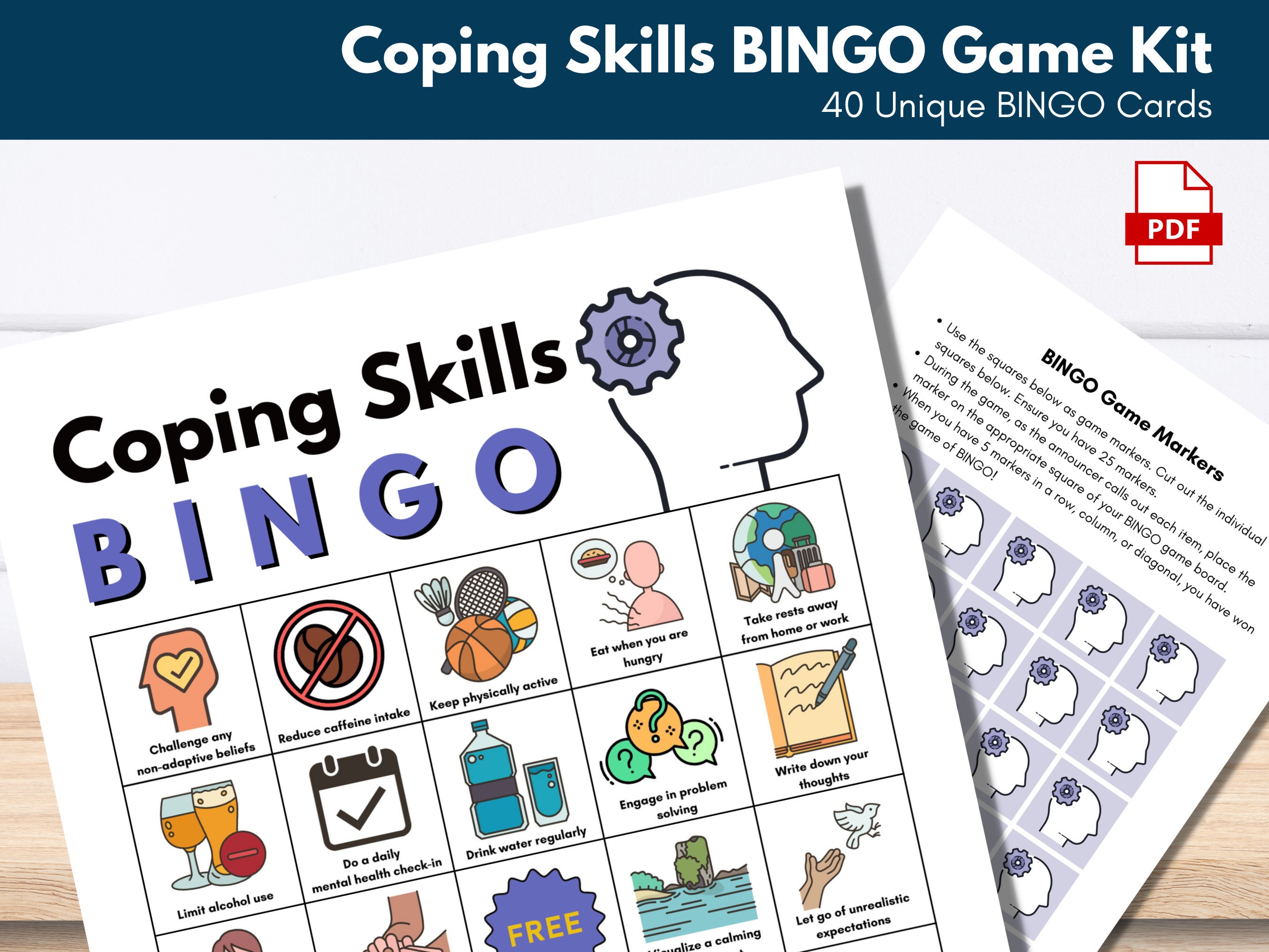 Coping Skills BINGO Game Kit Mental Health Classroom - Etsy