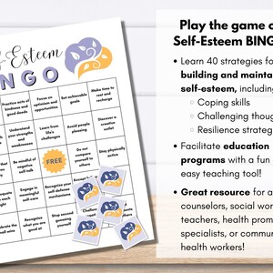 Self-esteem BINGO Game Kit, Mental Health Game, Counselor Activity ...