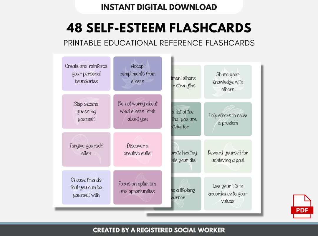 Self Esteem Flashcards, Confidence Affirmations, Positive Self-talk ...